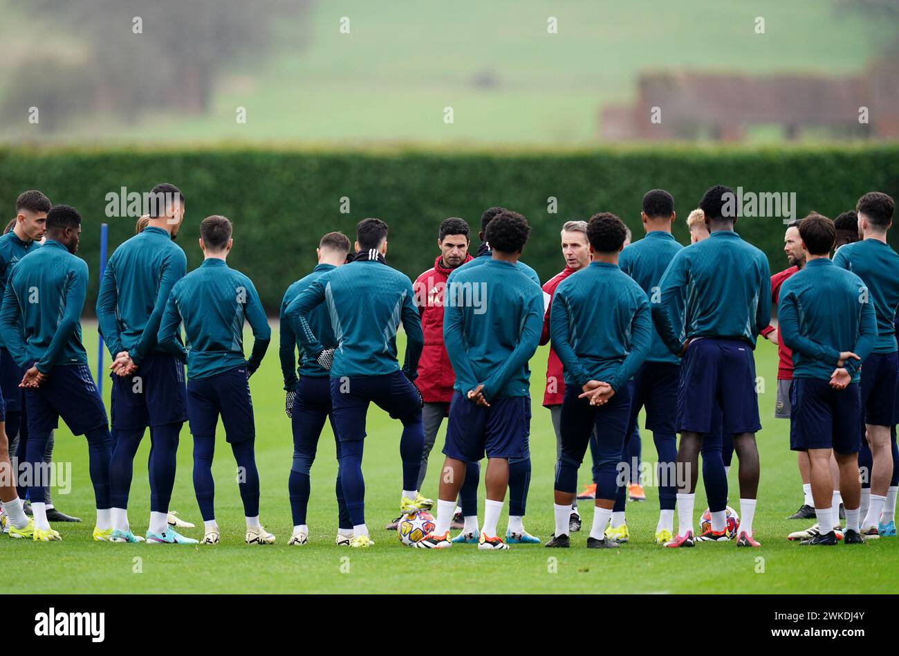 Arsenal manager Mikel Arteta (centre) and assistant Albert Stuivenberg ...