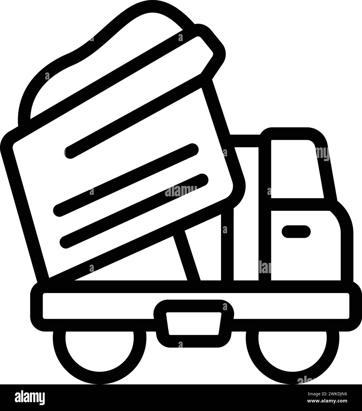 Full car tipper icon outline vector. Truck auto vehicle. Load transport ...