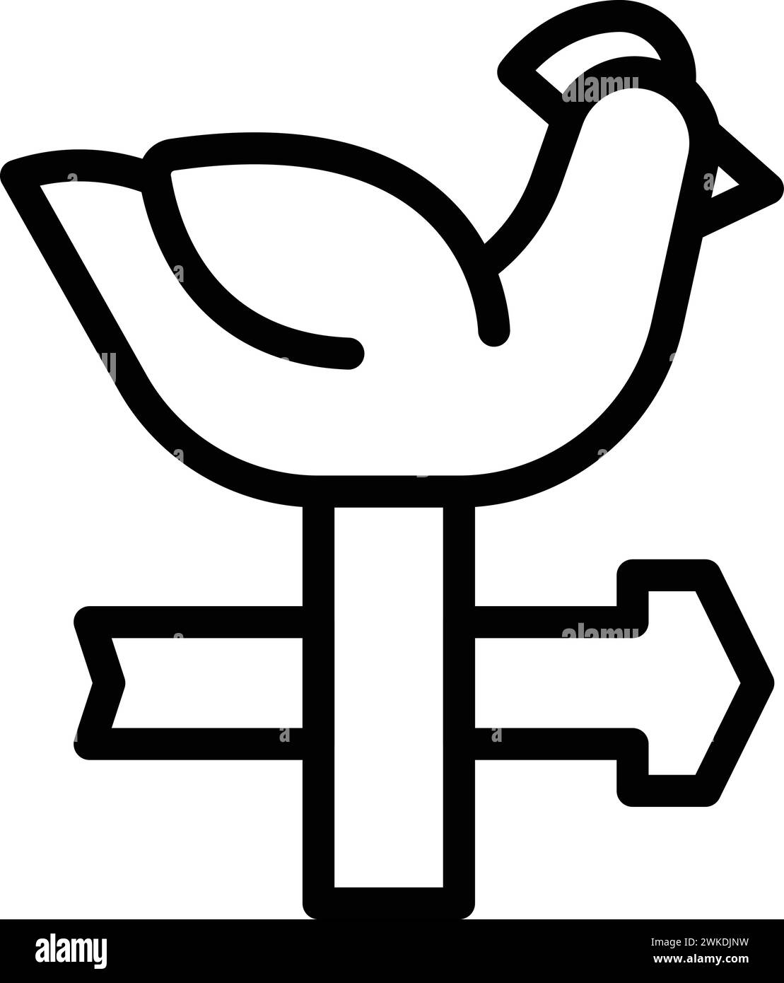 Compass rooster icon outline vector. Weather wheel. Cock bird indicator ...