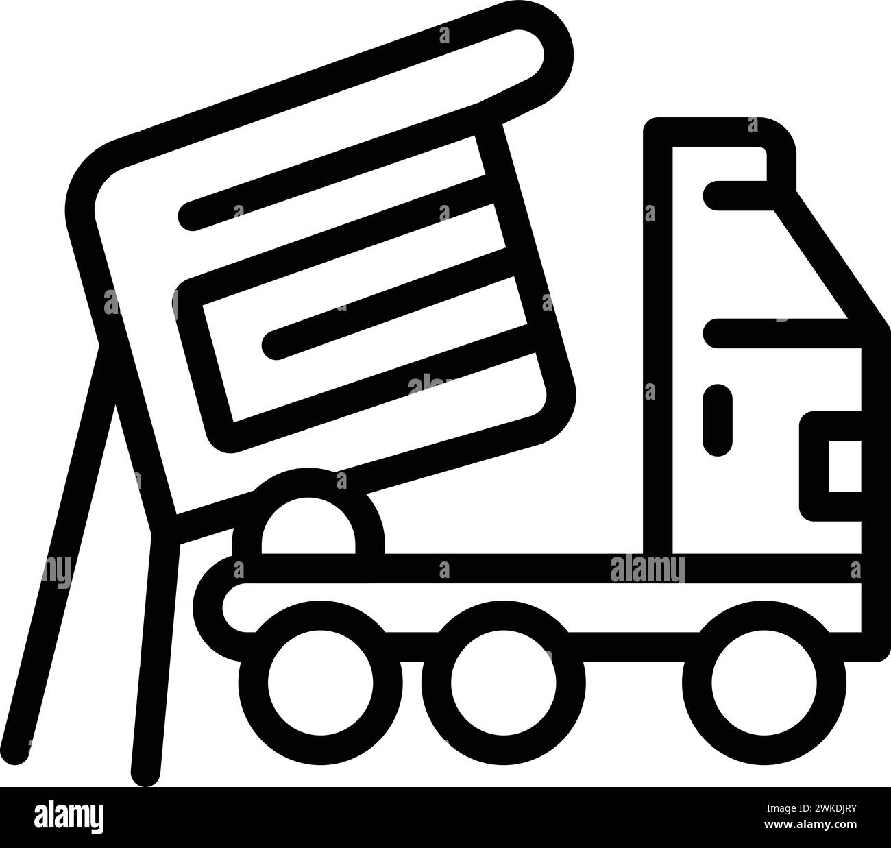 Building car tipper icon outline vector. Cargo delivery. Mining ...