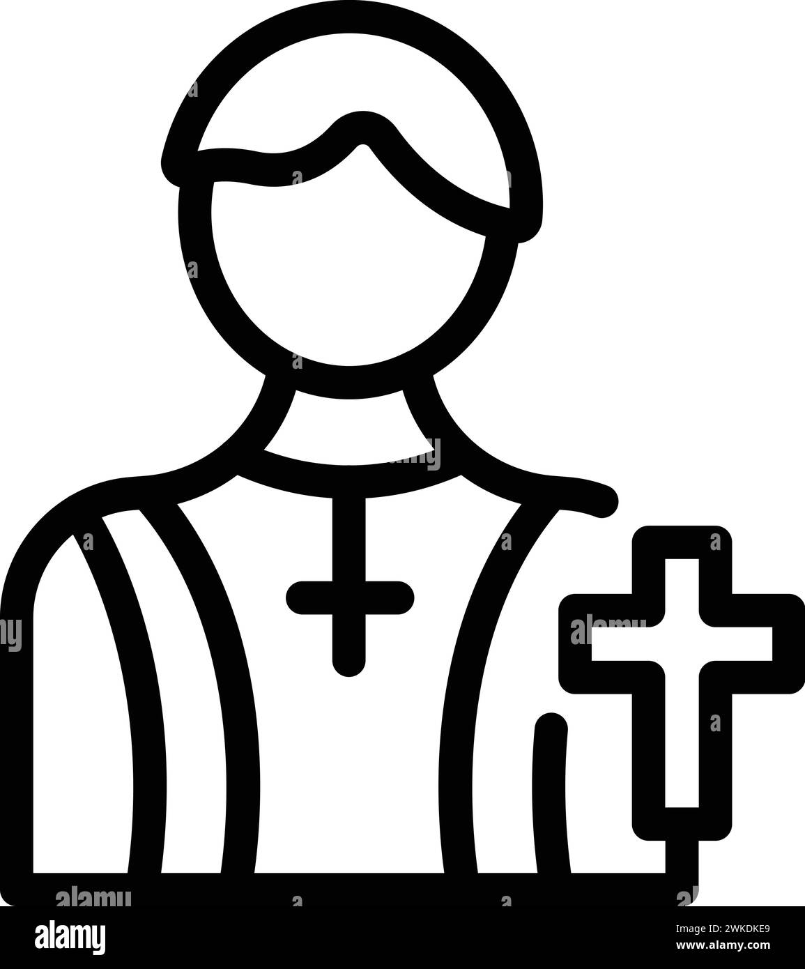 Cleric prayer icon outline vector. Catholic christian church. Mass ...