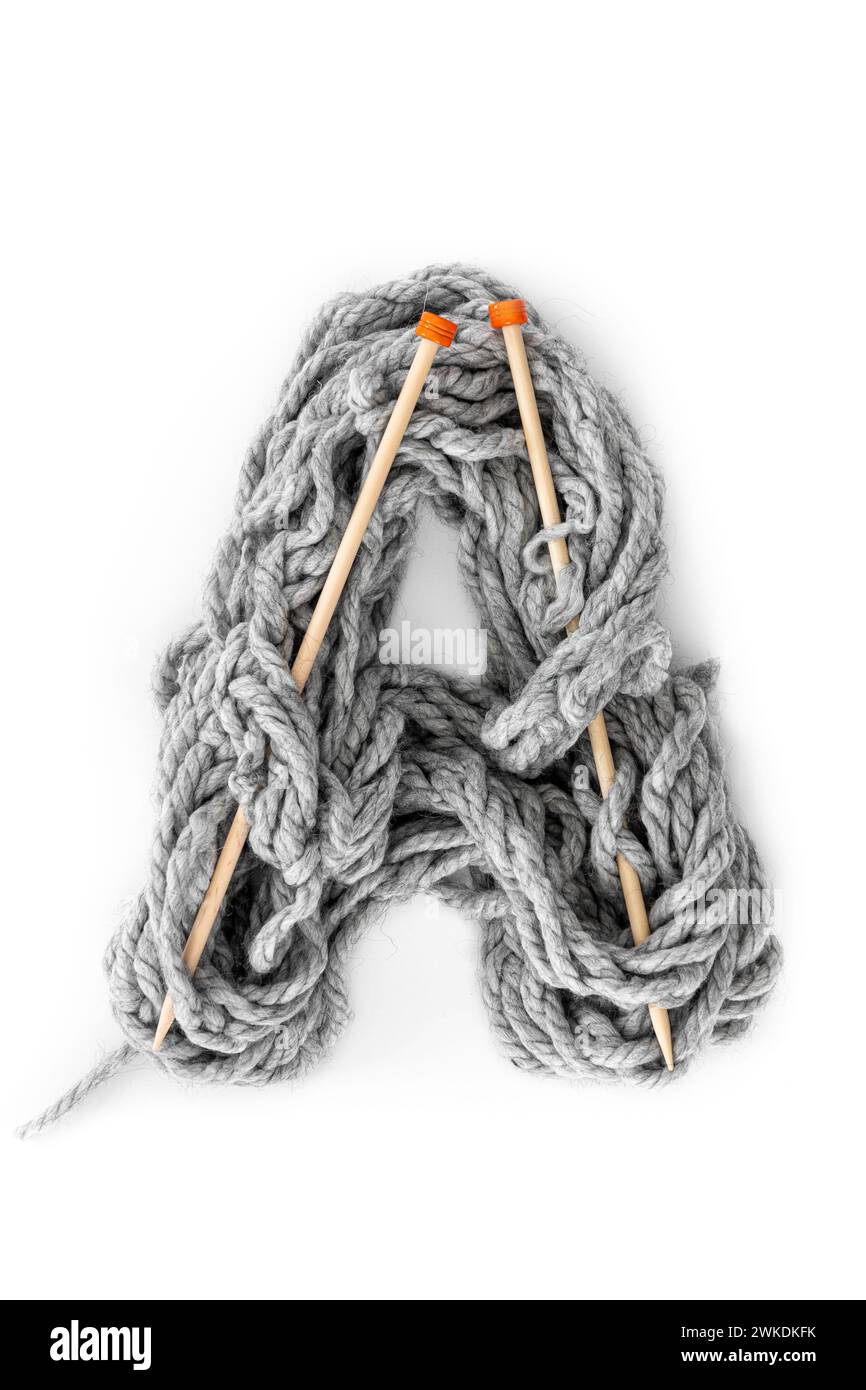 Letter A made from gray threads isolated, top view Stock Photo - Alamy