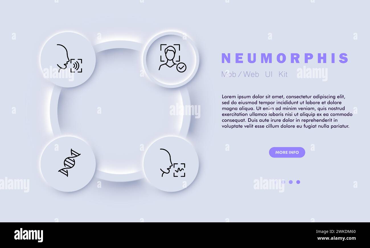 Safety Line Icon Biometrics Technology Personal Identification Authentication Neomorphism