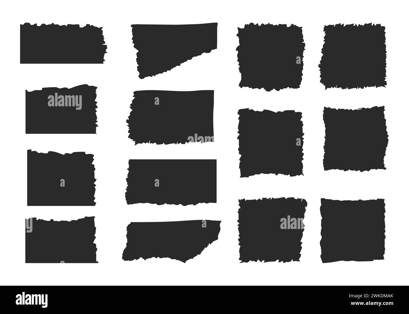 Rough Paper Edge Set Rectangle Torn Shape Border Piece Sticker