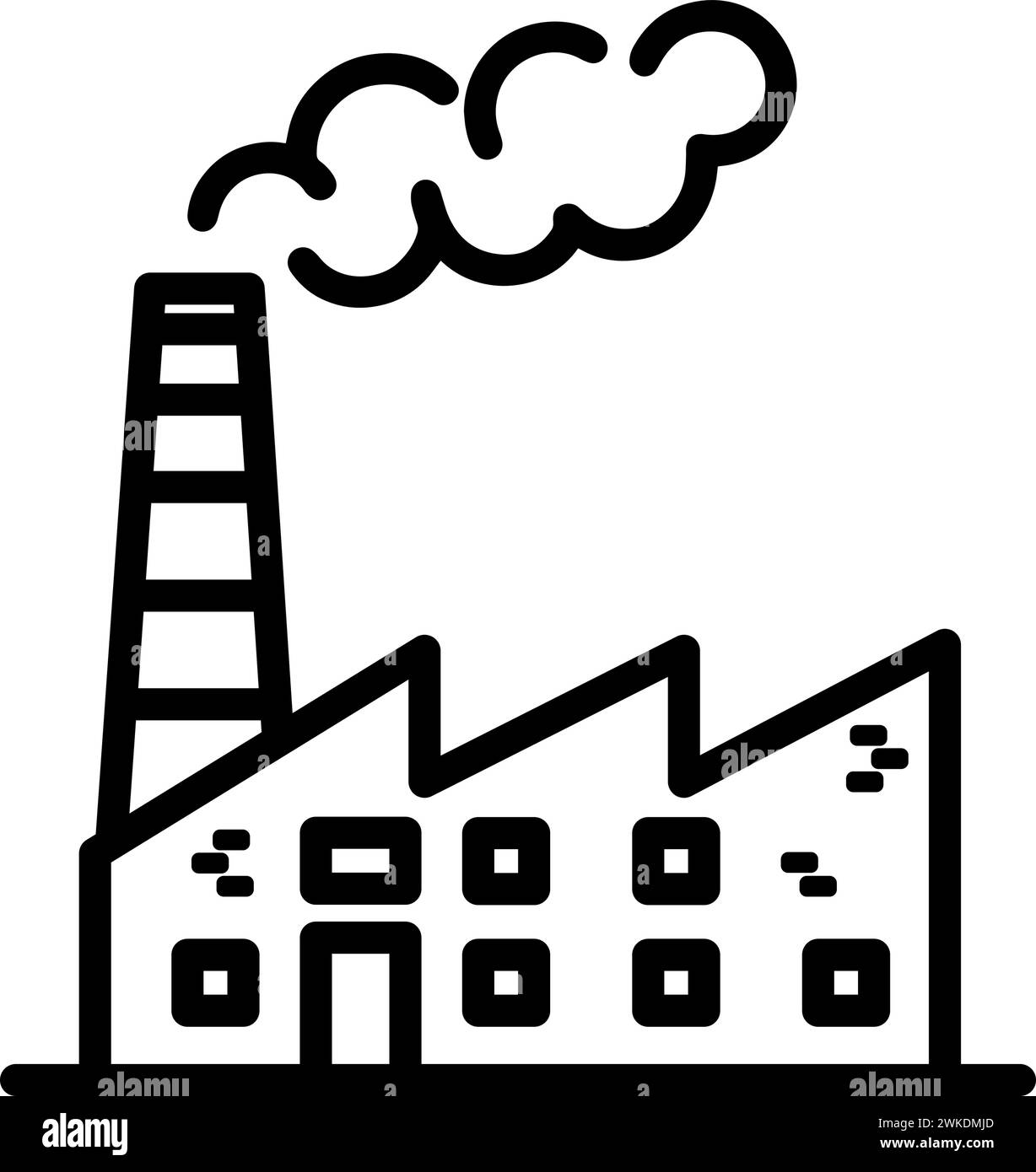 Industrial building factory icon symbol. Outline vector illustration ...