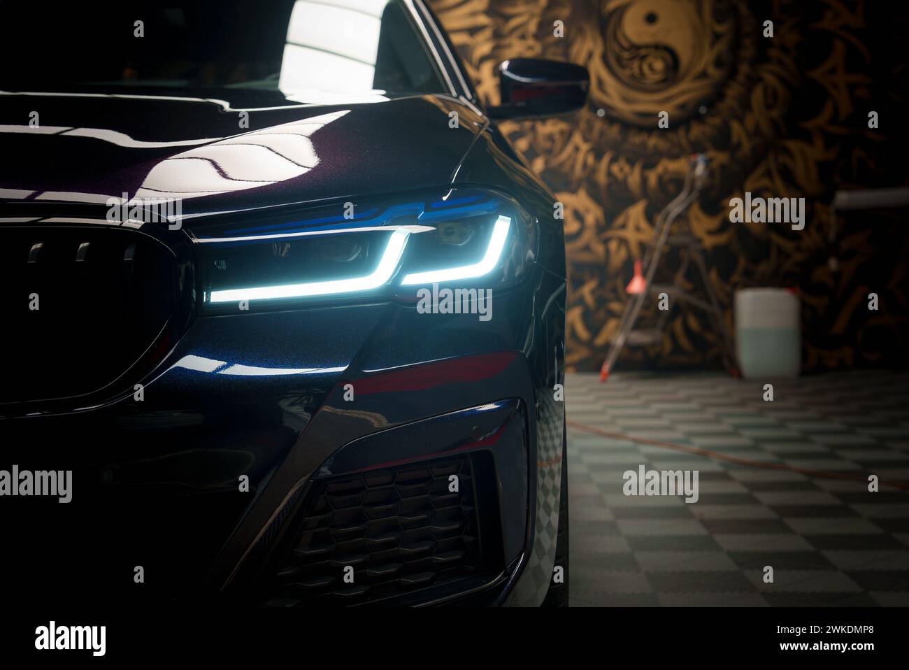 CloseUp View of Audi's Front End, Situated in a HighEnd Tuning Garage ...