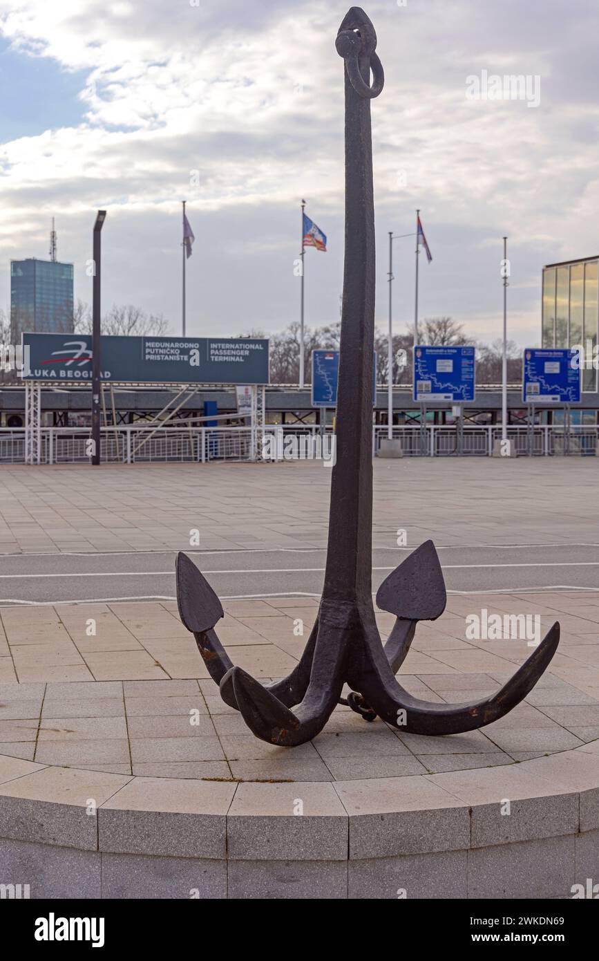 Belgrade, Serbia - February 07, 2024: Old Iron Ship Anchor Monument at ...