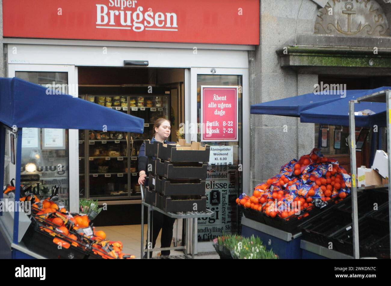 Copenhagen, Denmark /20 February 2024/.Super brugsen grocery chain ...