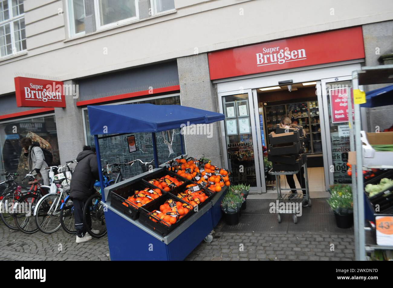 Copenhagen, Denmark /20 February 2024/.Super brugsen grocery chain ...