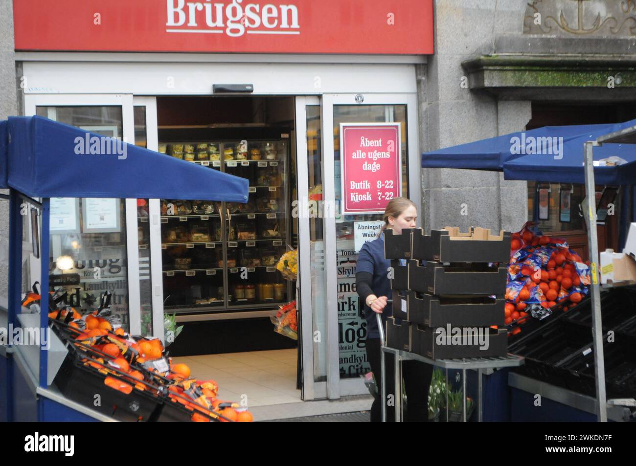 Copenhagen, Denmark /20 February 2024/.Super brugsen grocery chain ...