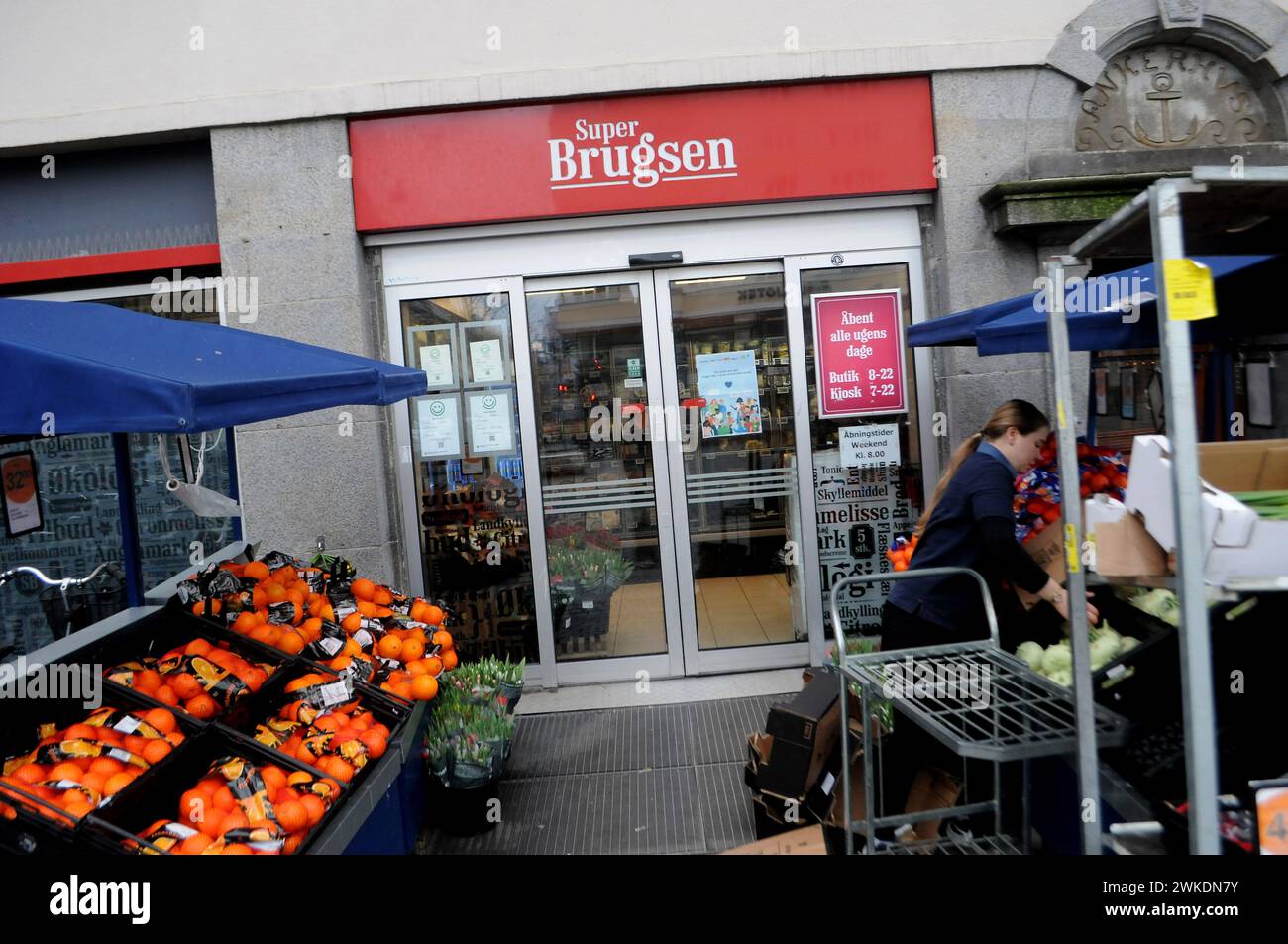 Copenhagen, Denmark /20 February 2024/.Super brugsen grocery chain ...
