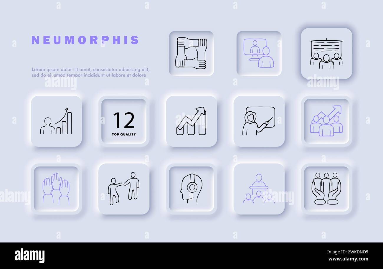 Cooperation line icon set. Unity, solidarity, cooperation, teamwork ...