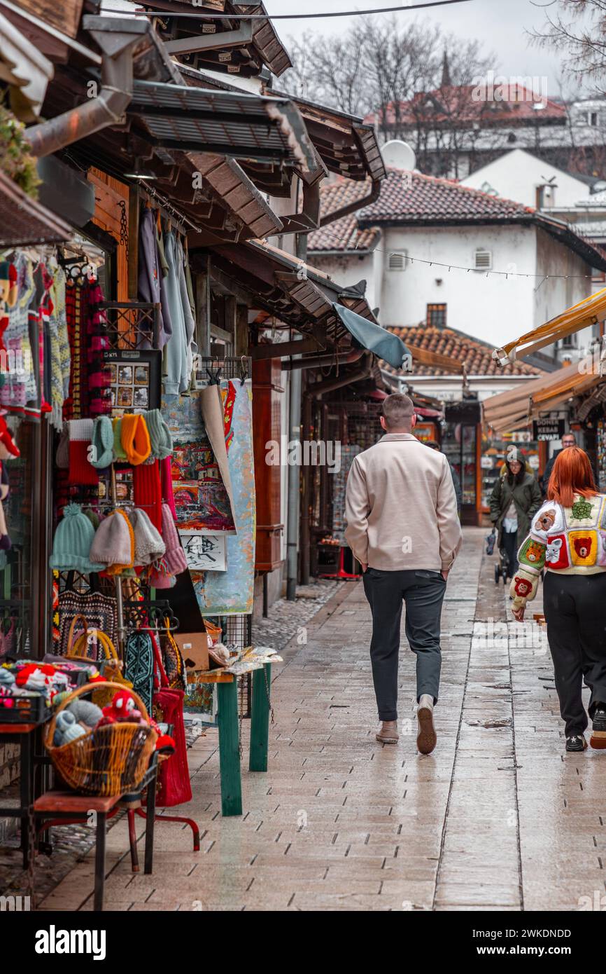 Sarajevo - BiH - 11 FEB 2024: Bascarsija is Sarajevo's old bazaar and ...
