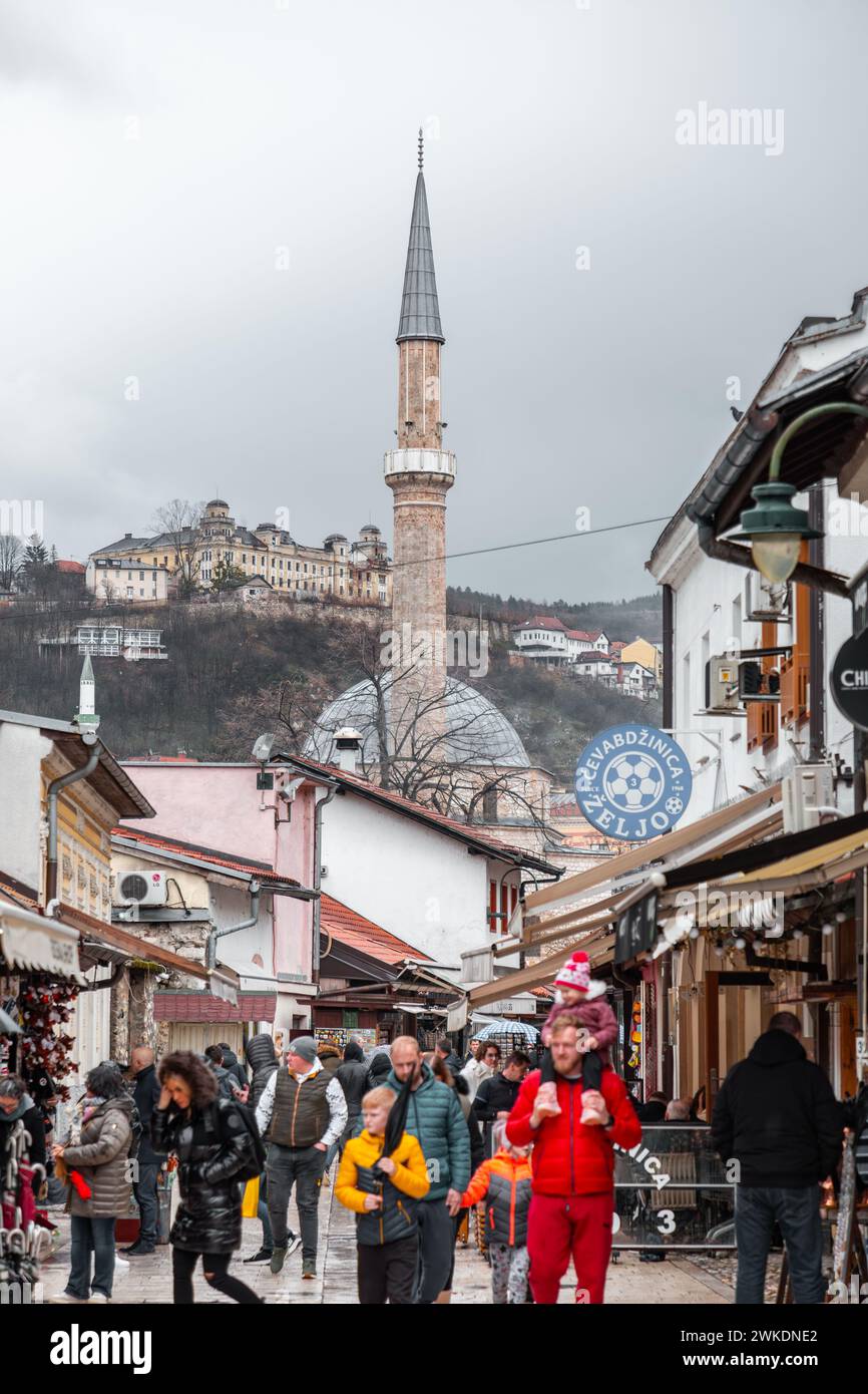 Sarajevo - BiH - 11 FEB 2024: Bascarsija is Sarajevo's old bazaar and ...