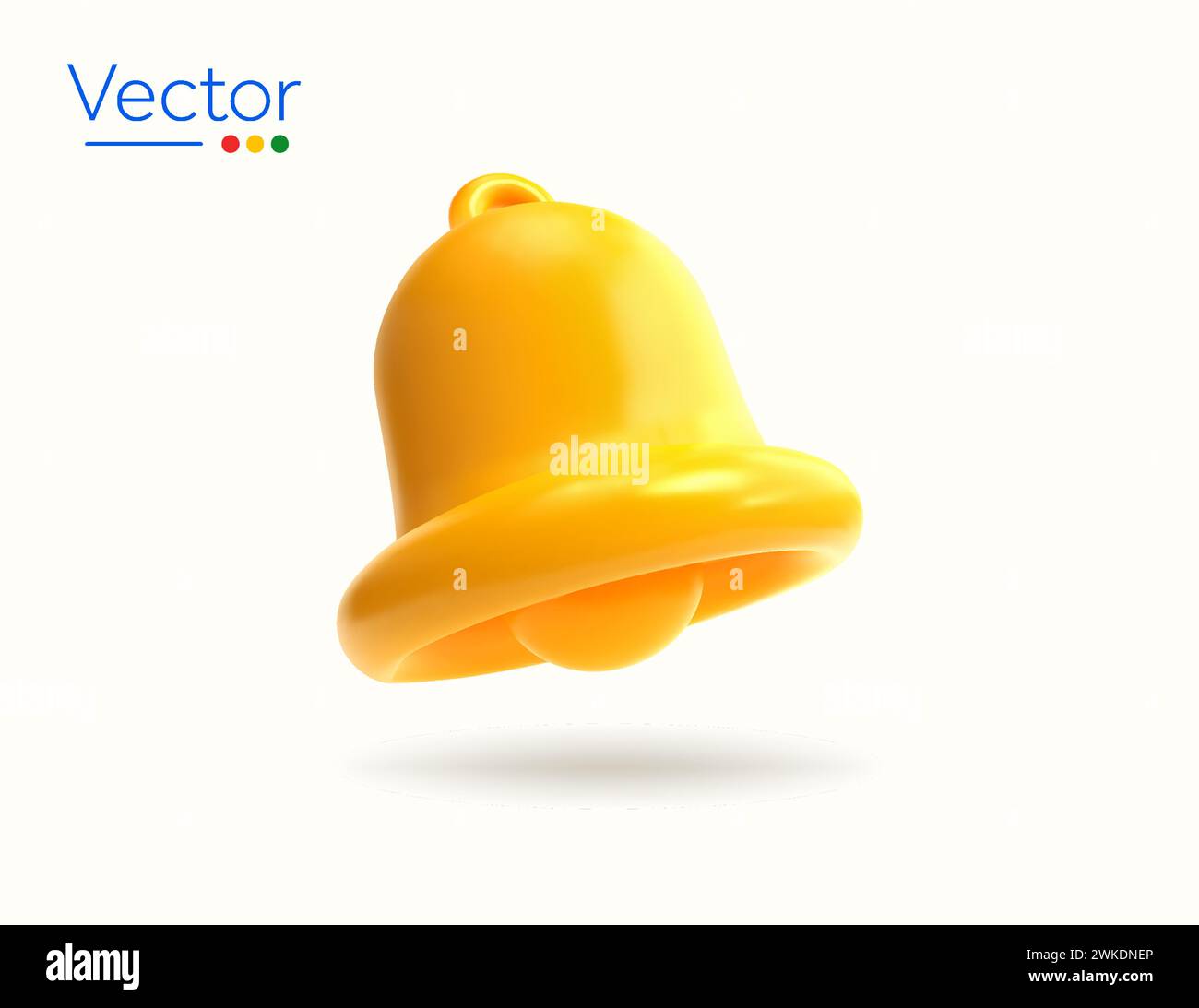 3d rendered golden bell icon, minimal and cartoon style, isolated on ...