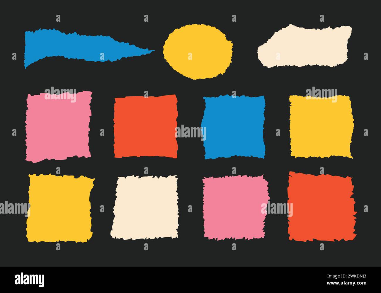 Jagged edge rectangle shapes, frames. Torn paper cut piece collection ...