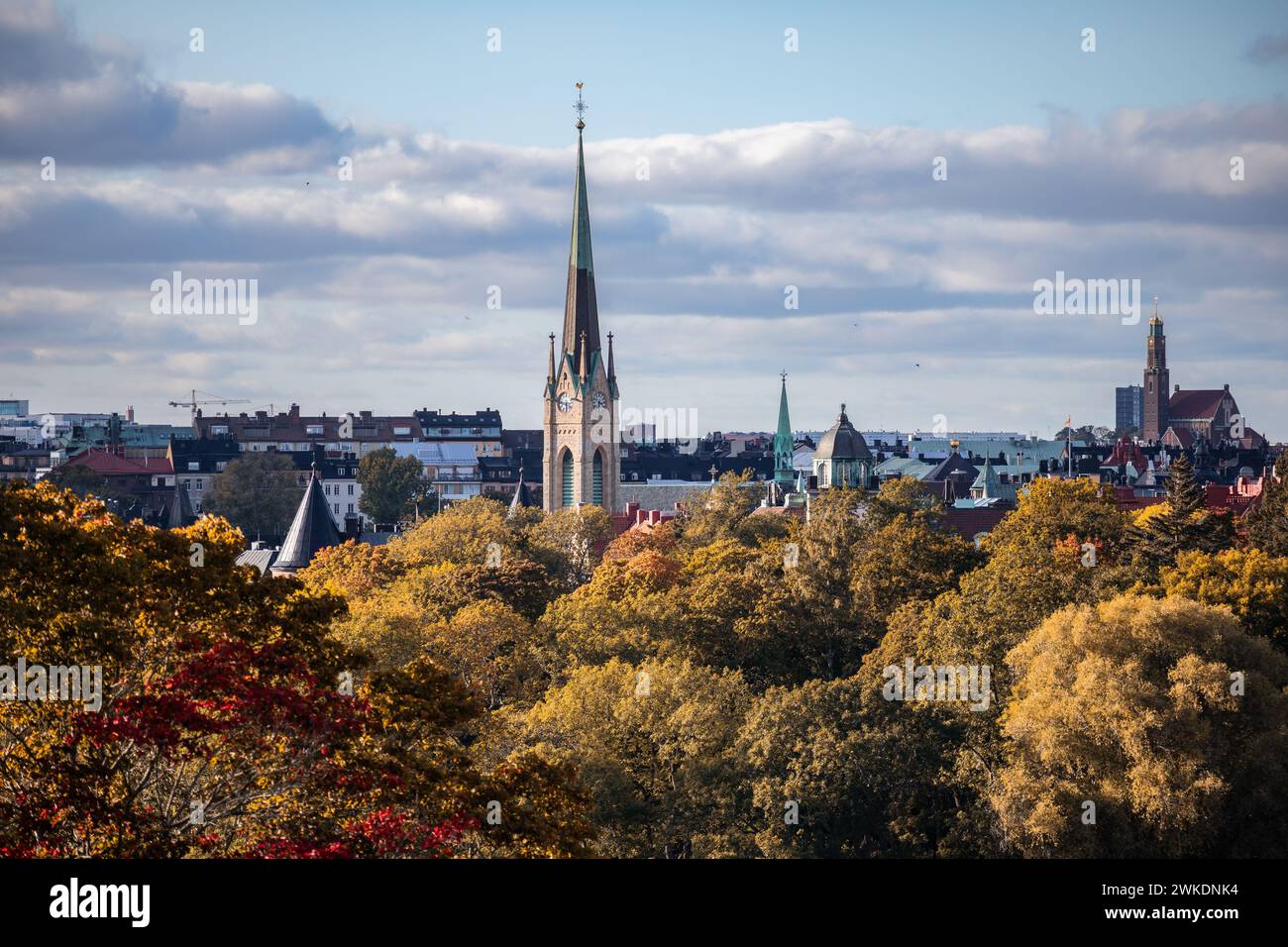 Urban View of Oscar's Church during Autumn Day in Sweden. Beautiful ...
