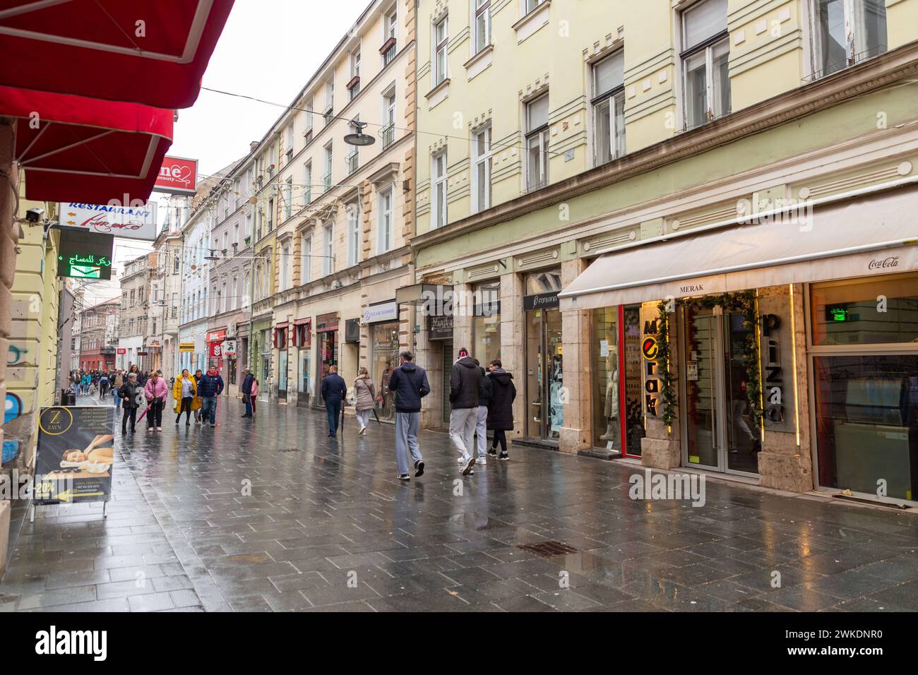 Sarajevo - Bosnia and Herzegovina - 11 FEB 2024: Ferhadija street is ...