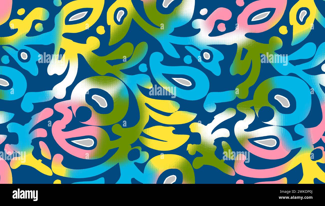 multi colored decorated hand draw rendered traced ornamental all over ...