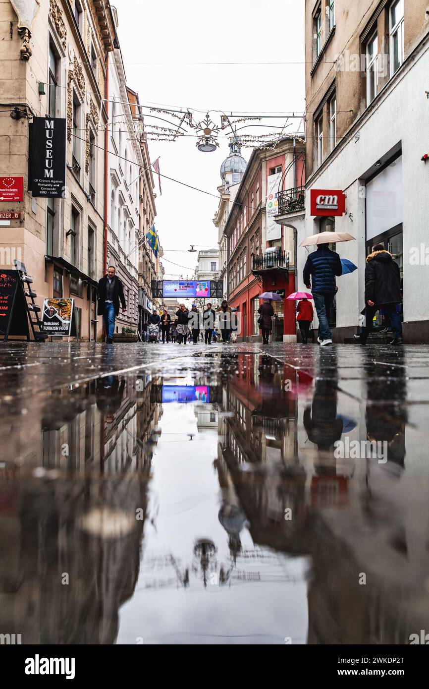 Sarajevo - Bosnia and Herzegovina - 11 FEB 2024: Ferhadija street is ...