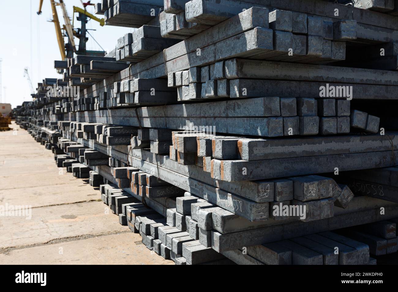 Stacked steel bars for construction projects, industrial metal supplies ...