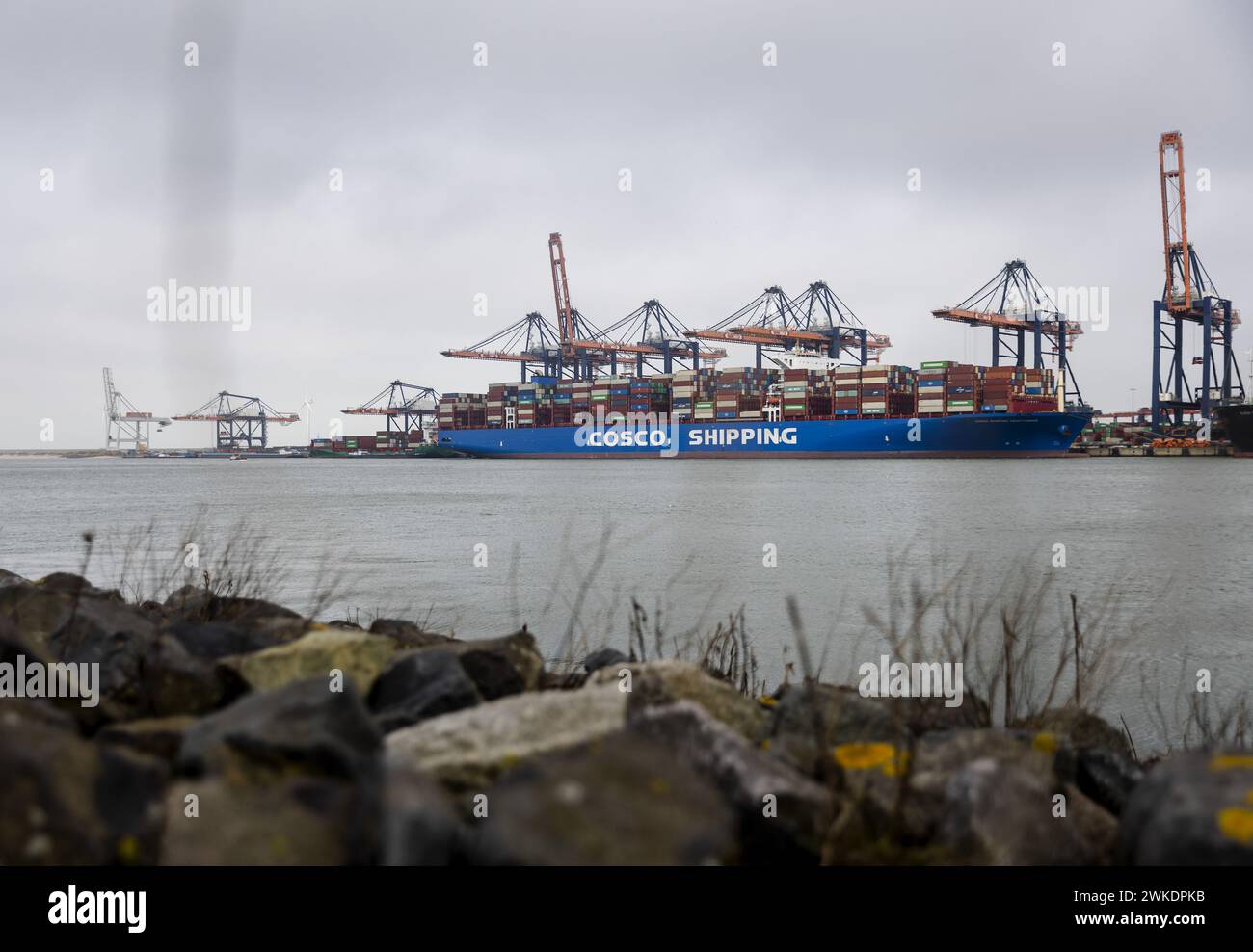 ROTTERDAM - Container ships at the Euromax Terminal on the Rotterdam ...