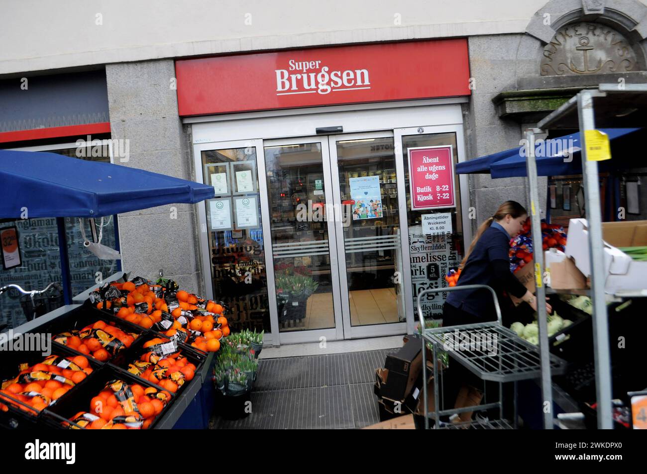 Copenhagen, Denmark /20 February 2024/.Super brugsen grocery chain ...