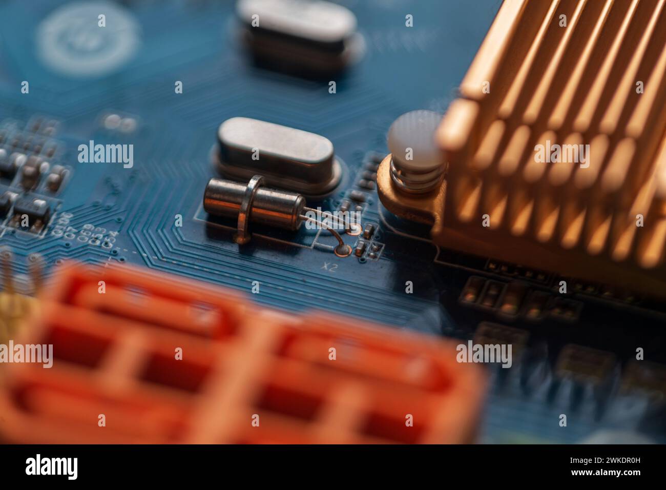 Motherboard with chip, transistor and processor, macro. Hardware and AI ...