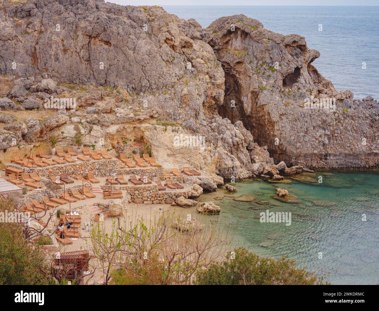 Rhodes, Greece. Lindos small whitewashed village and the Acropolis ...