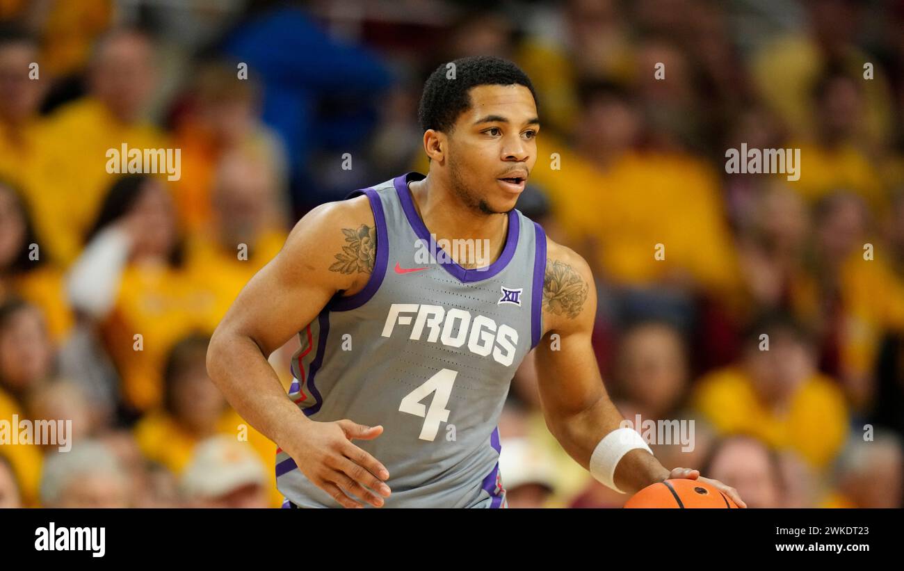 TCU guard Jameer Nelson Jr. (4) drives up court during an NCAA college ...
