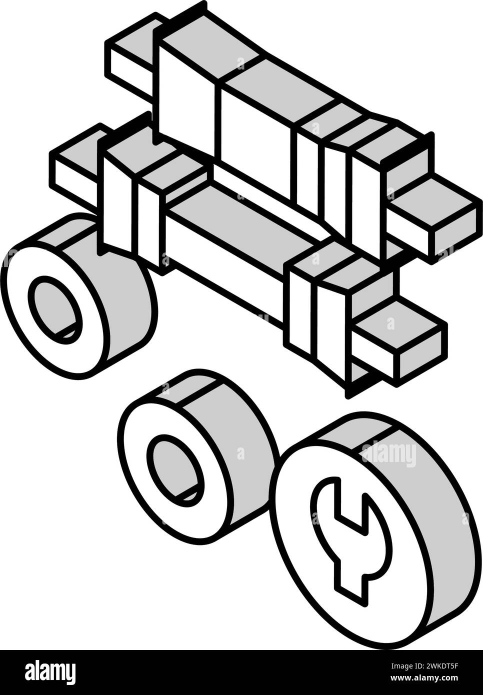 bottom bracket carriage elimination isometric icon vector illustration ...