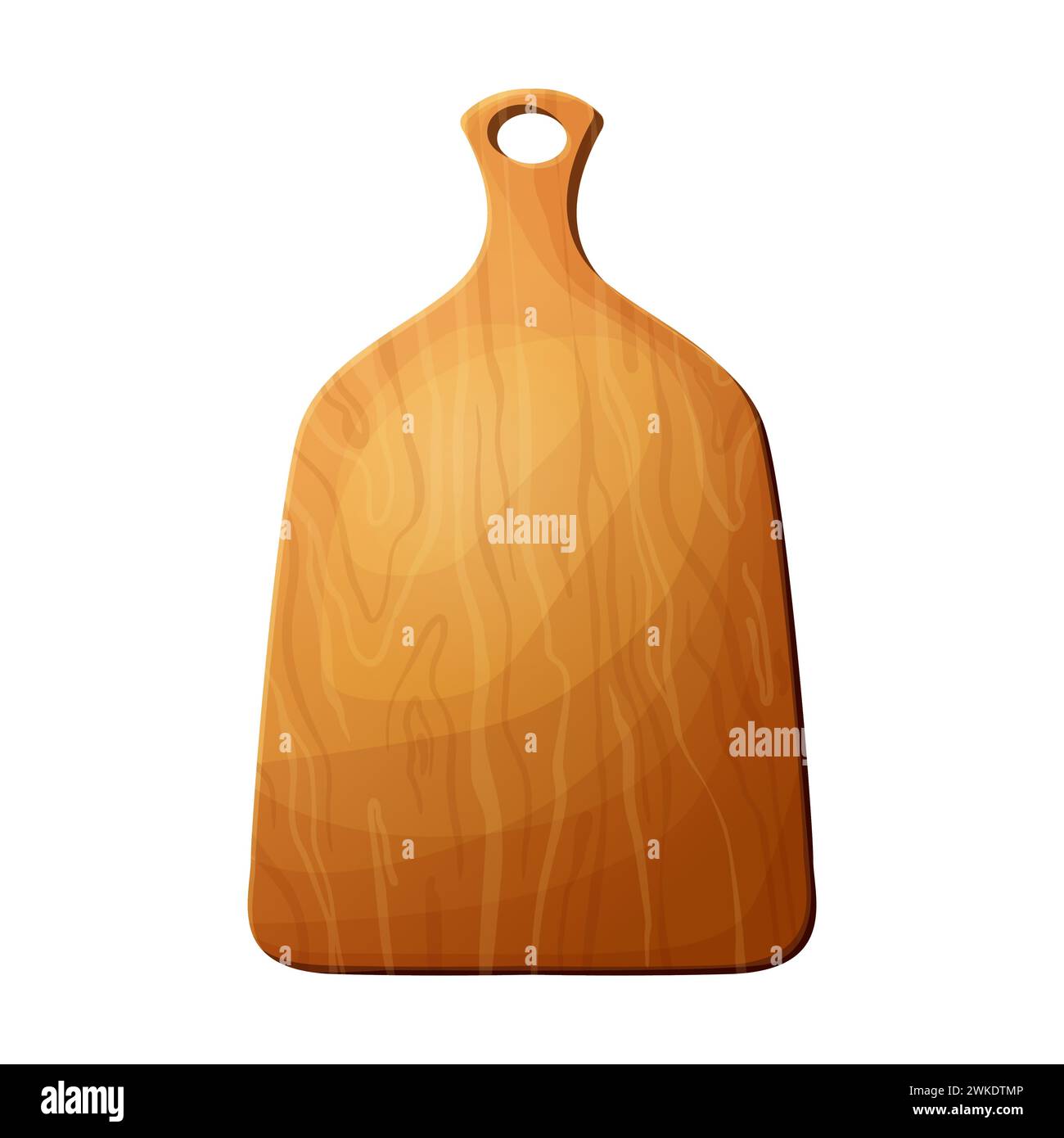 Cutting wooden board for chop, pizza and meat. Kitchen cartoon old ...