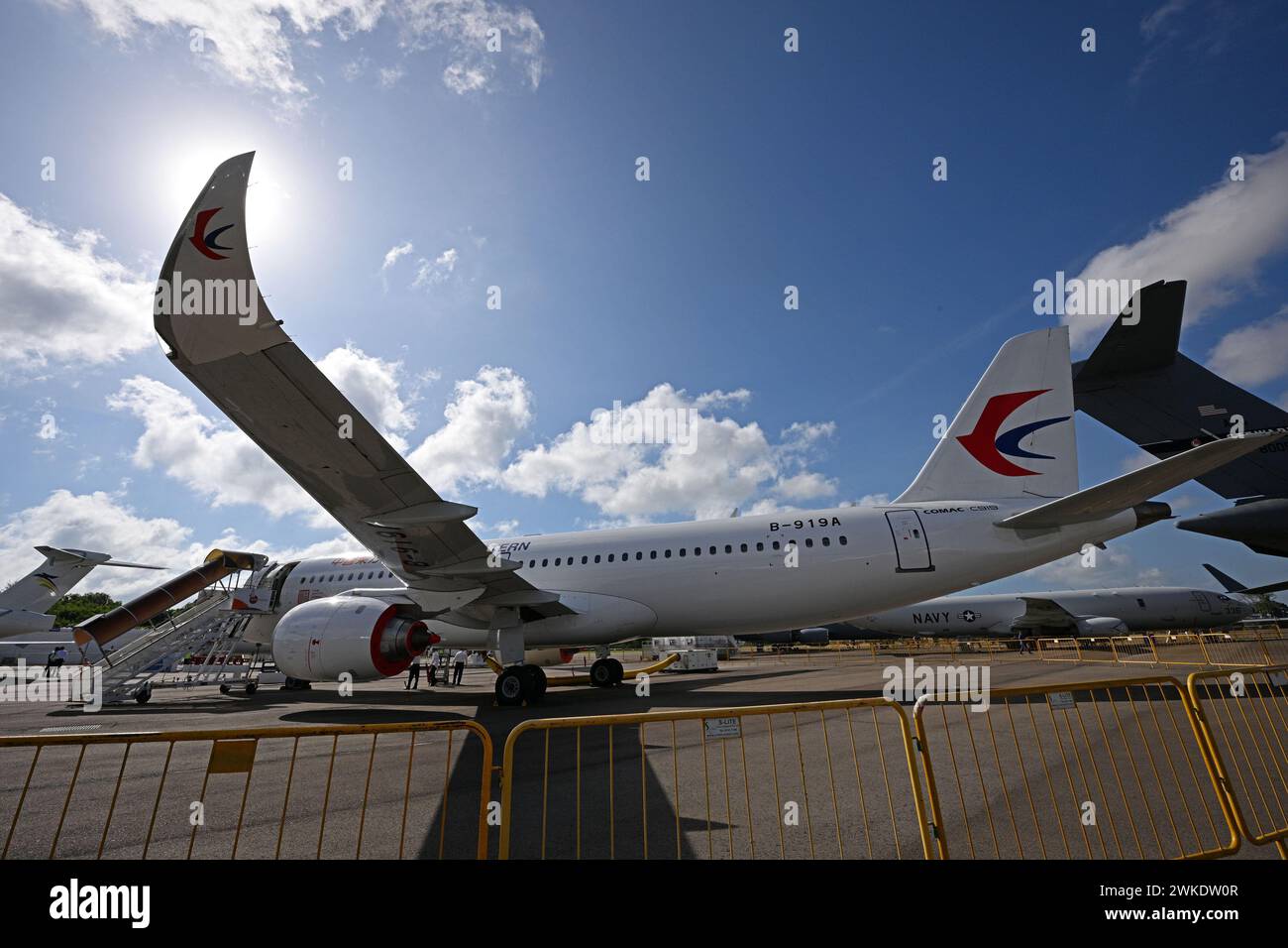 Singapore. 20th Feb, 2024. A Chinese passenger jet C919 is displayed at ...
