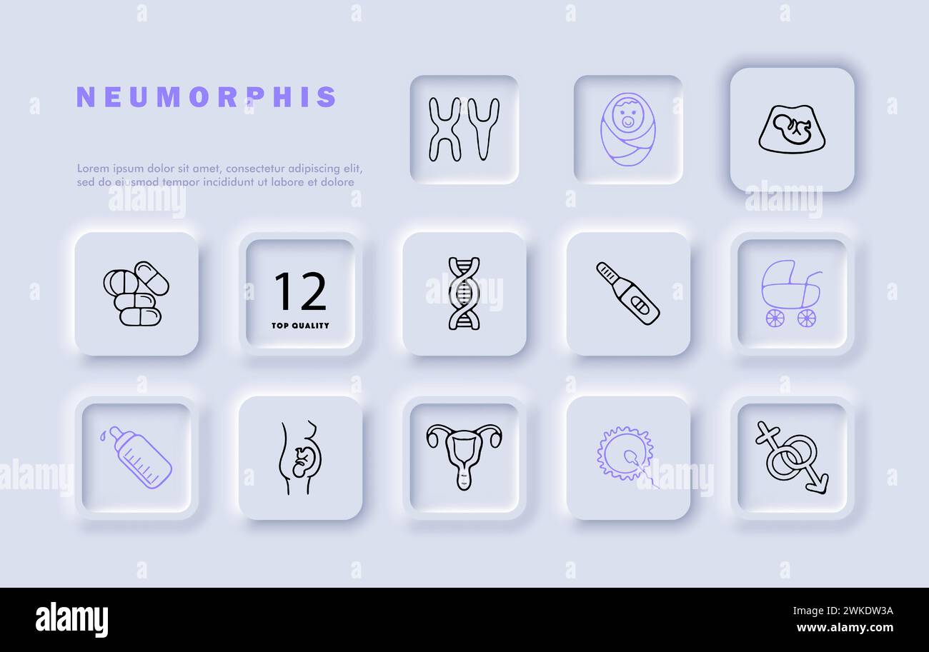 Child line icon set. Maternal love, nurturing, bonding, affection ...