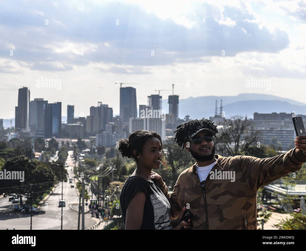 Addis Ababa, Ethiopia. 18th Feb, 2024. Tourists take a selfie with the ...