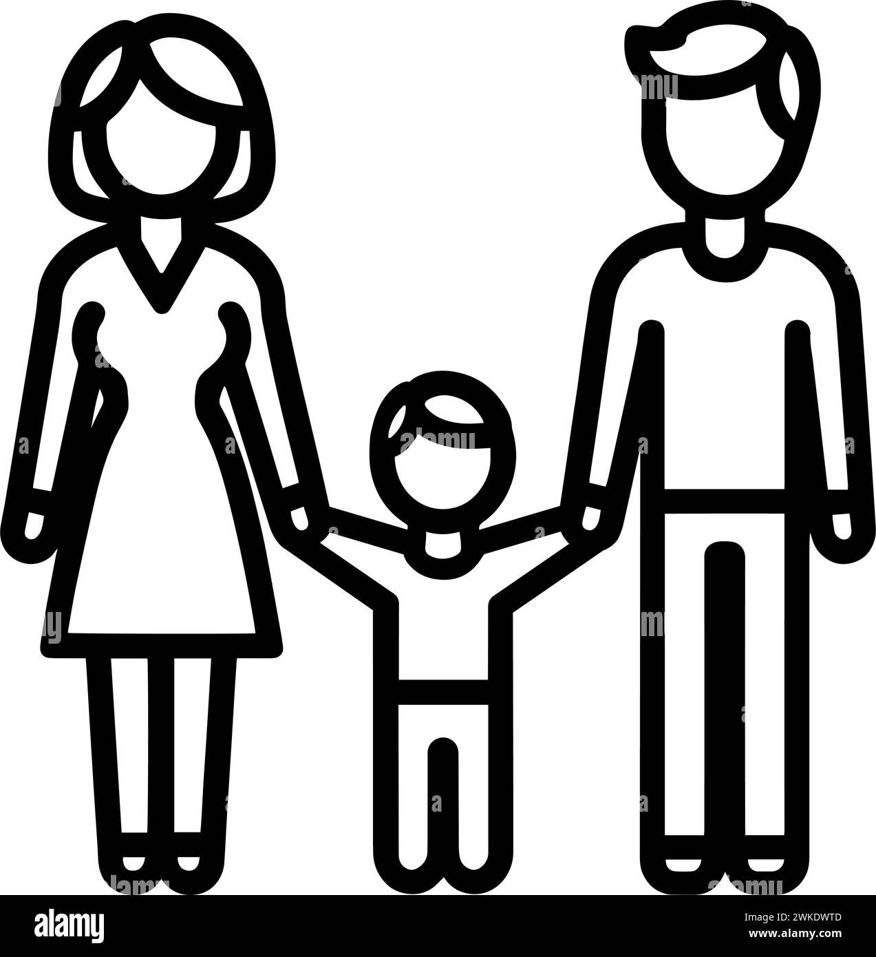 Family parents and child icon symbol. Outline vector illustration Stock ...