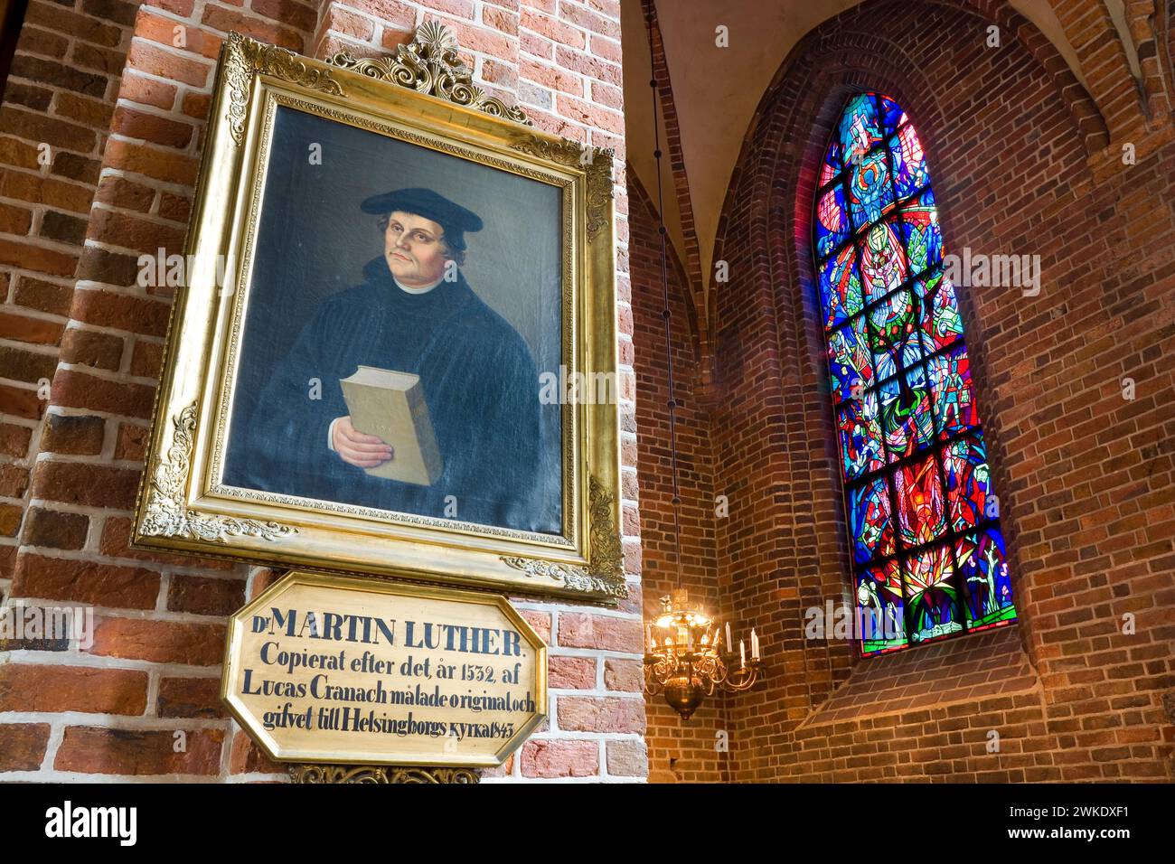 Painting of Martin Luther in St. Mary's Church in Helsingborg, Sweden ...