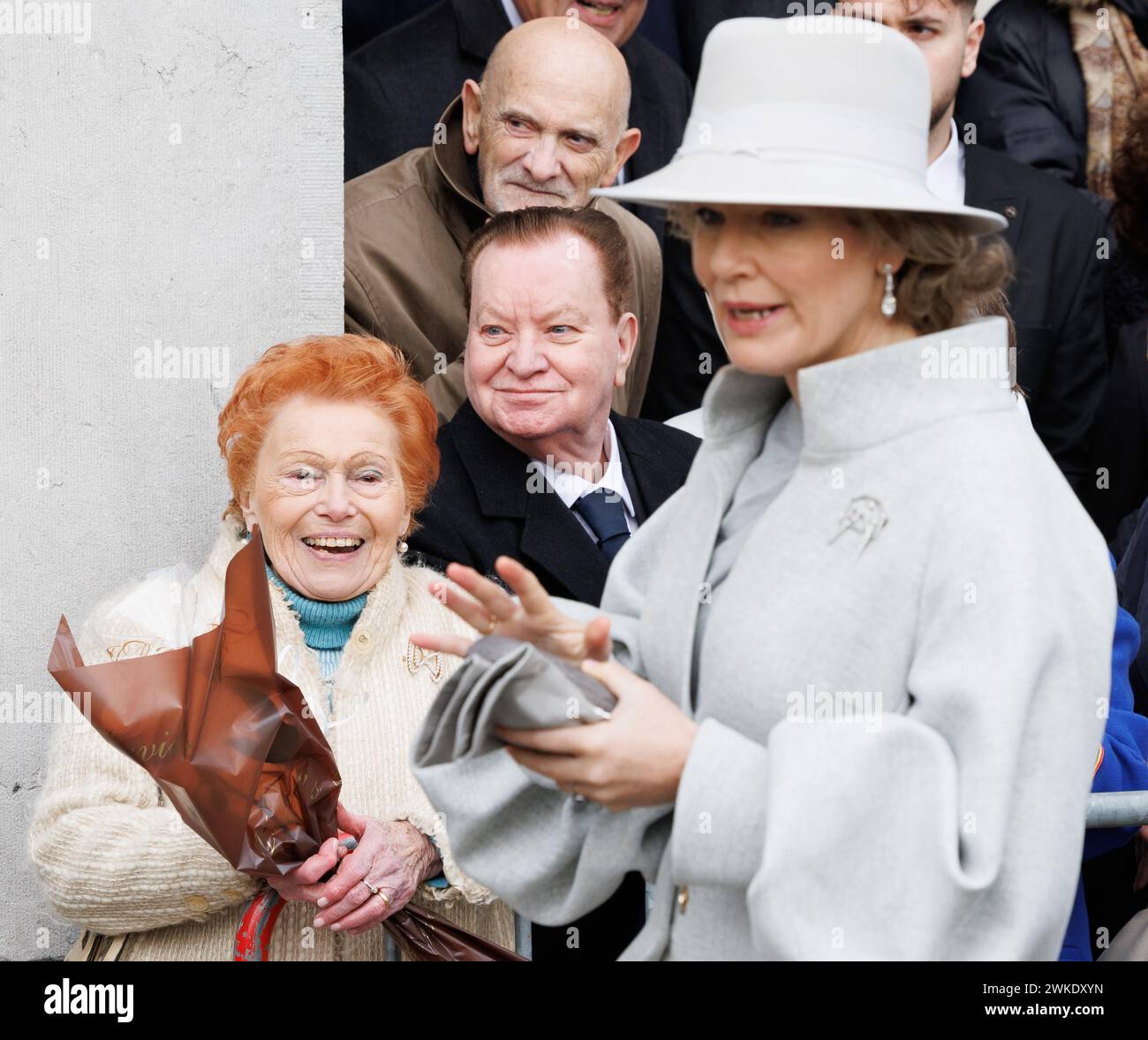 Brussels, Belgium. 20th Feb, 2024. Royalty fan Mrs Huguette Huart and ...