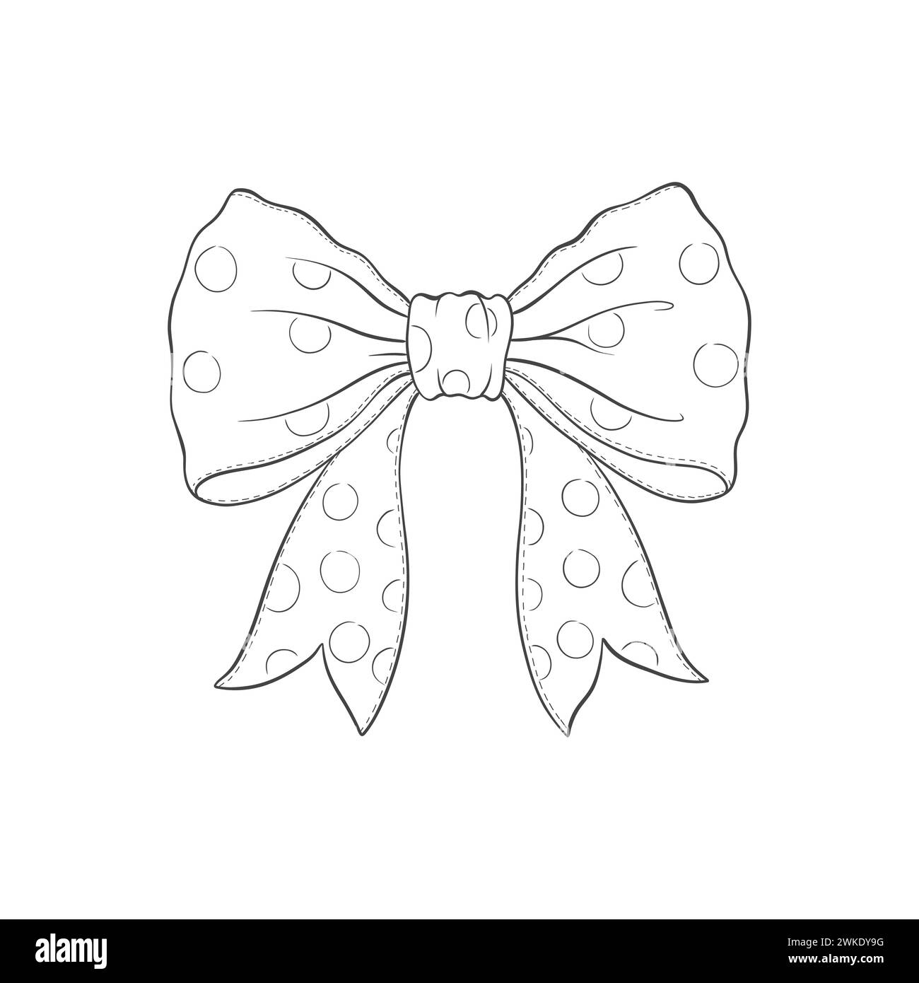 Vector hair bow. Drawn in a manual style sketch, bow in a linear style ...