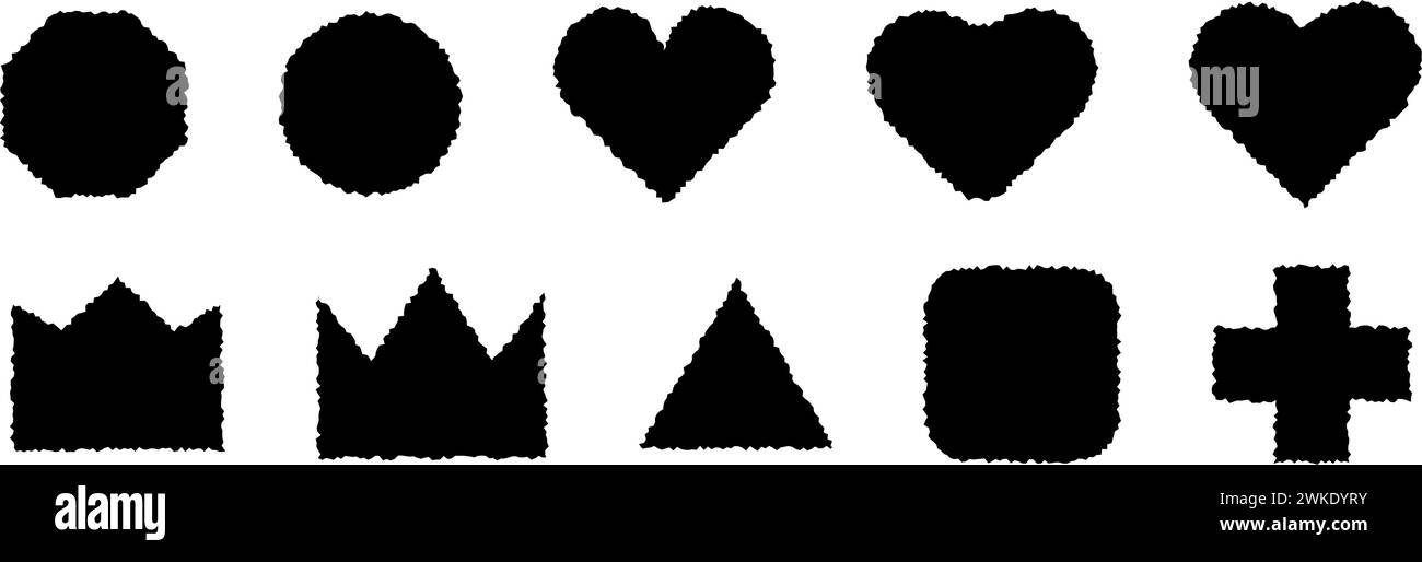 Basic symbols with a rough, torn edge. Set of grunge elements for ...