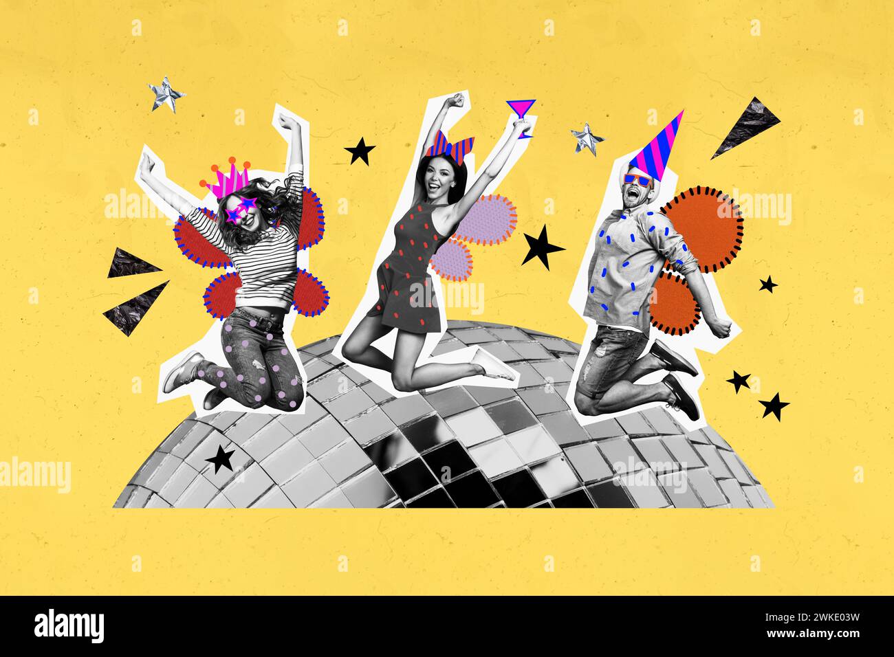 Photo collage illustration party invitation for birthday young girls ...