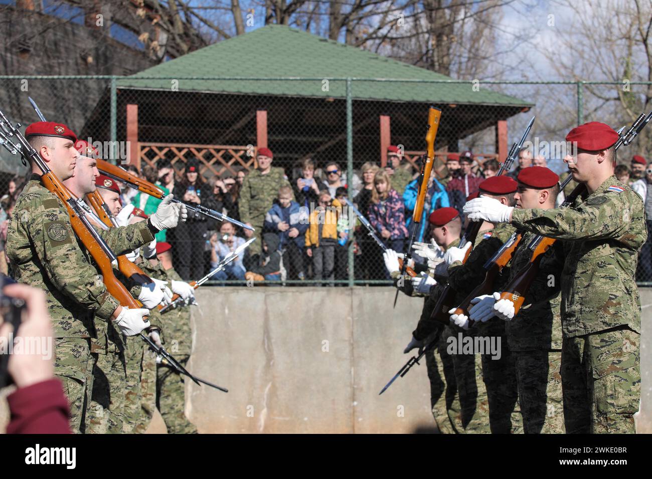 Zagreb, Croatia. 20th Feb, 2024. Croatian soldiers from the Honor Guard ...