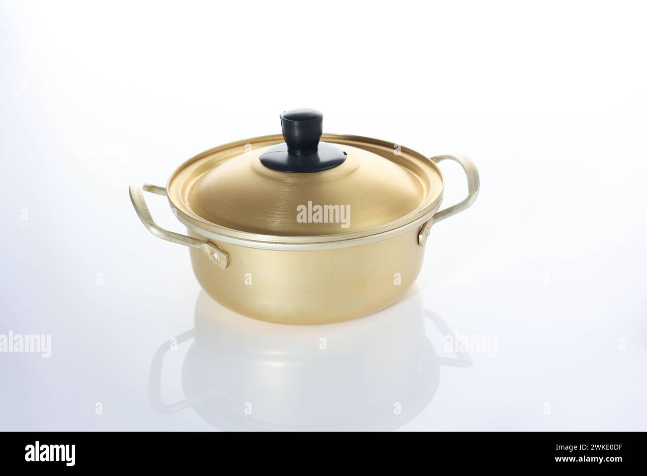 Korean Ramyeon Pan with Lid Isolated on White. Korean Aluminium Pot for ...