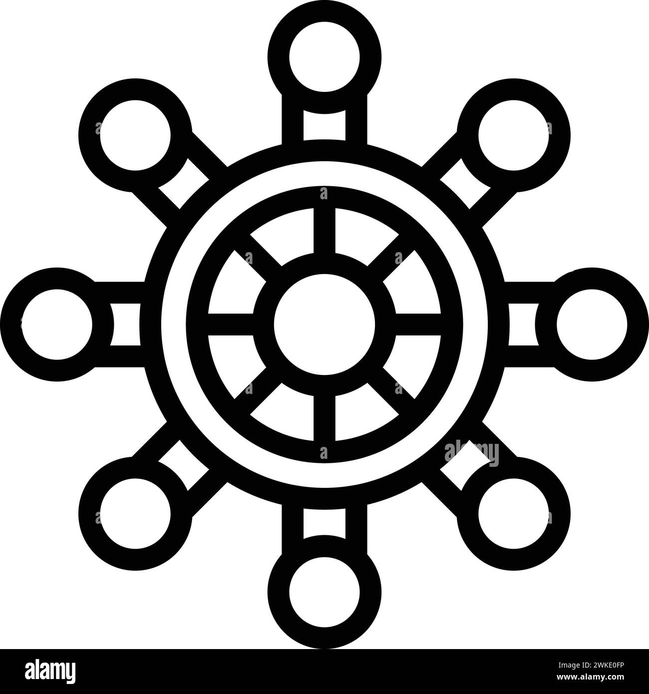 Ship steering wheel icon outline vector. Ocean ship wreck. Marine ...