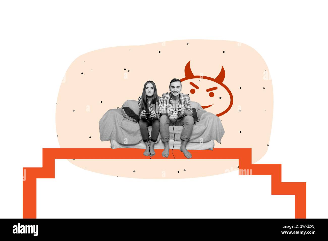 Collage creative poster illustration monochrome effect beautiful ...