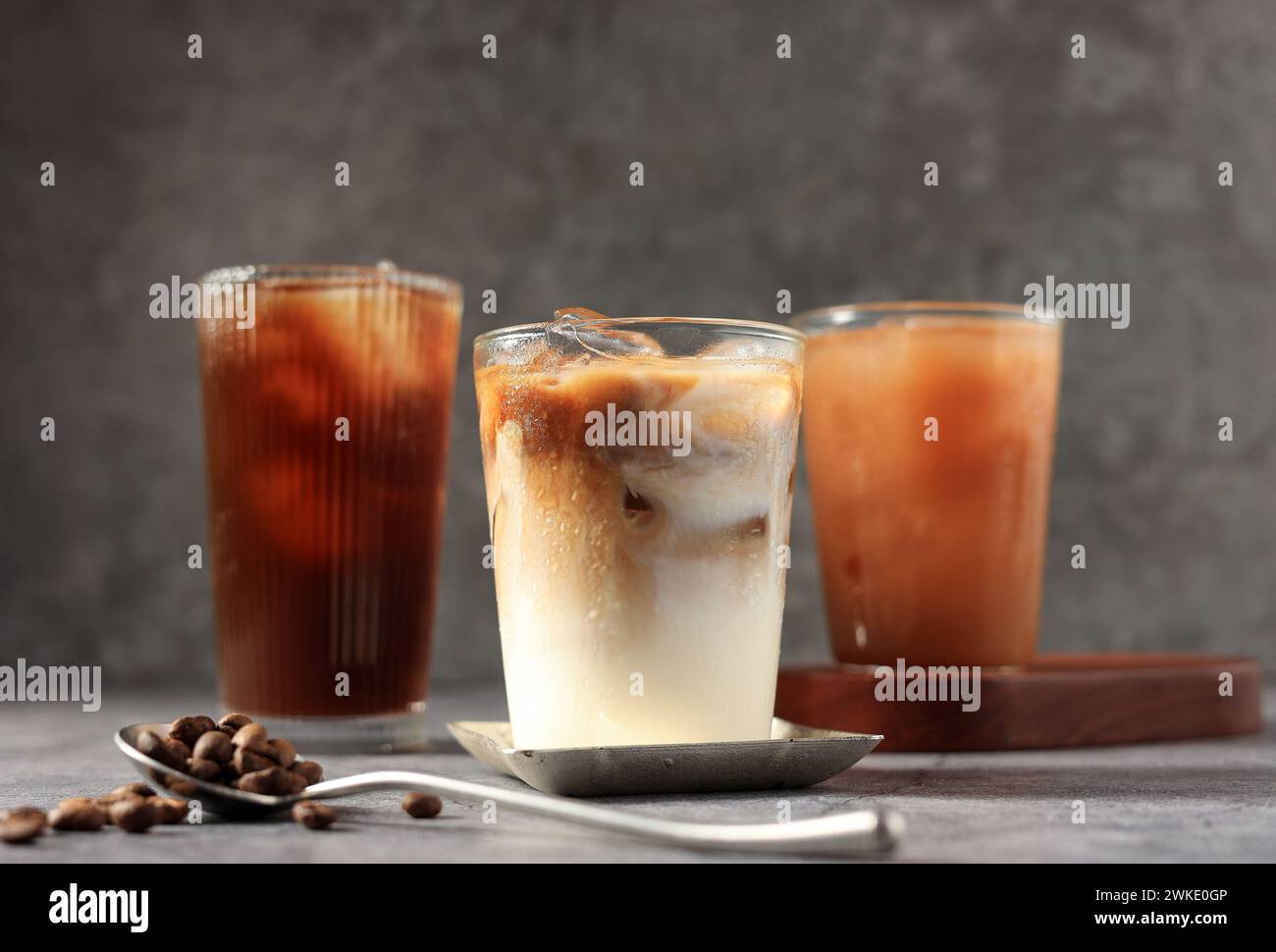 Three Various Coffee, Milk Coffee, Iced Espresso, Cold Brew Coffee ...