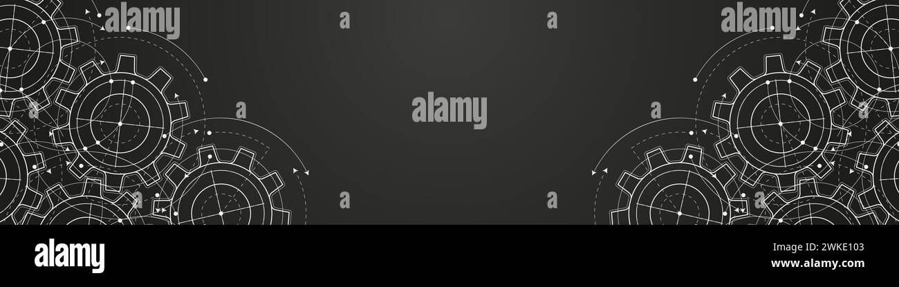 Technical drawing of gears on a black background.Engineering Technology ...
