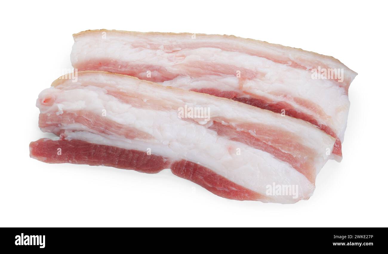 Pieces of raw pork belly isolated on white Stock Photo - Alamy