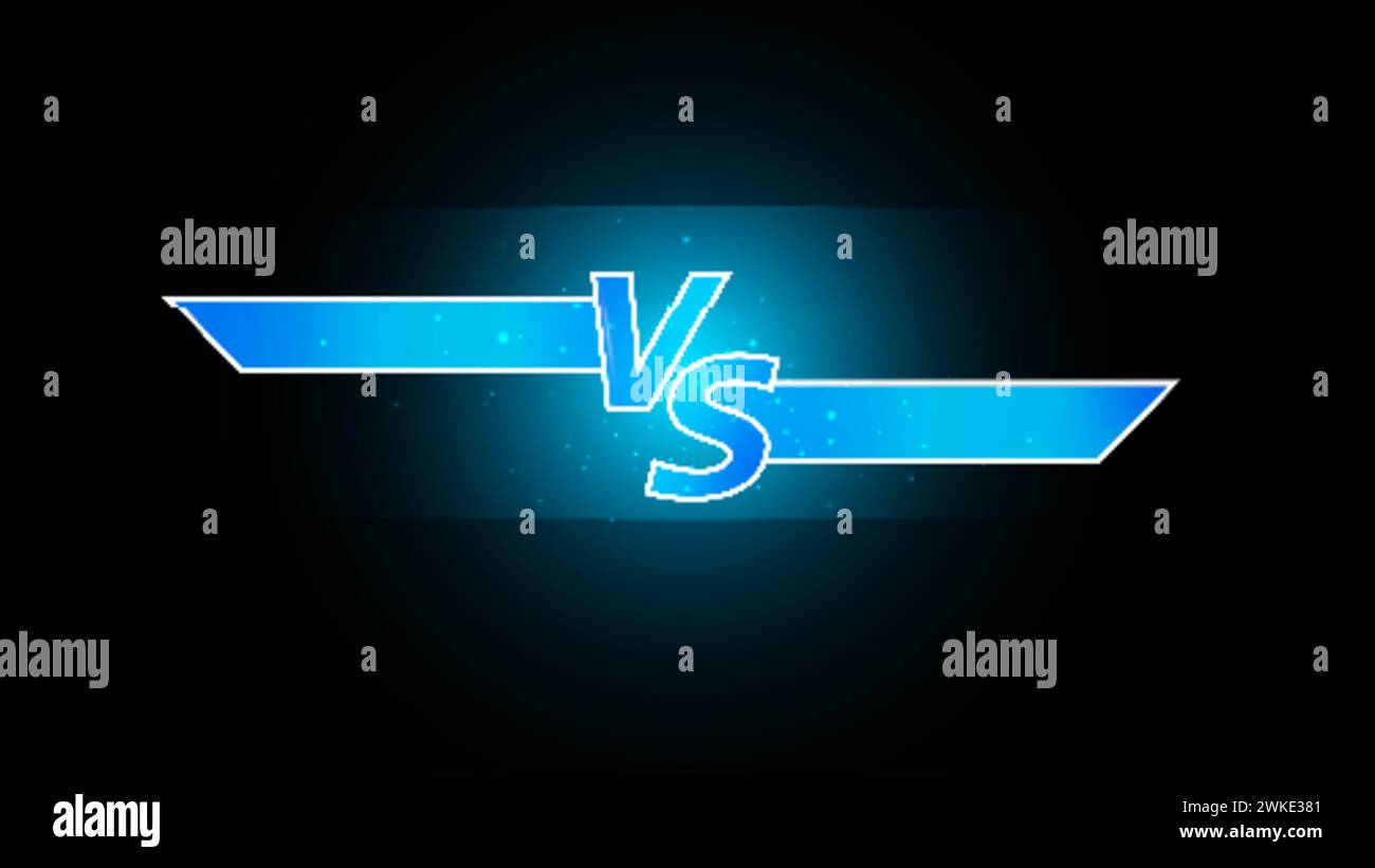 Versus logo with blue neon lights and sparkles on dark background ...