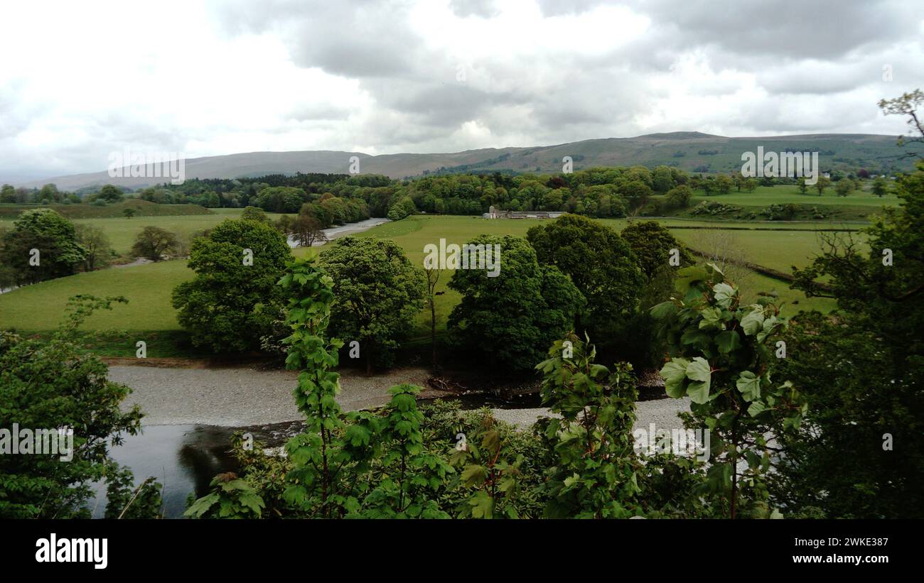 The River Lune ant Kirby Lonsdale in Cumbria, UK overlooking Barbon and ...